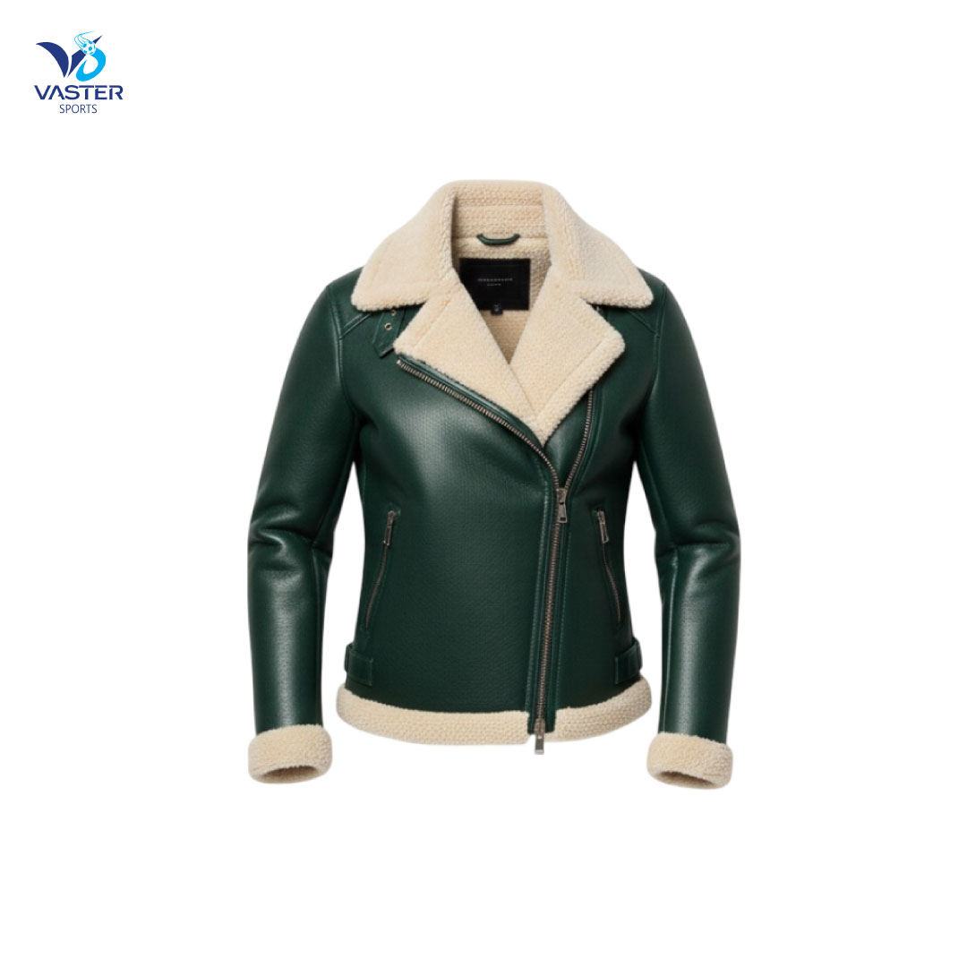 Leather Shearling Coat for Women | Frost veil Elegant Style - Vaster Sports